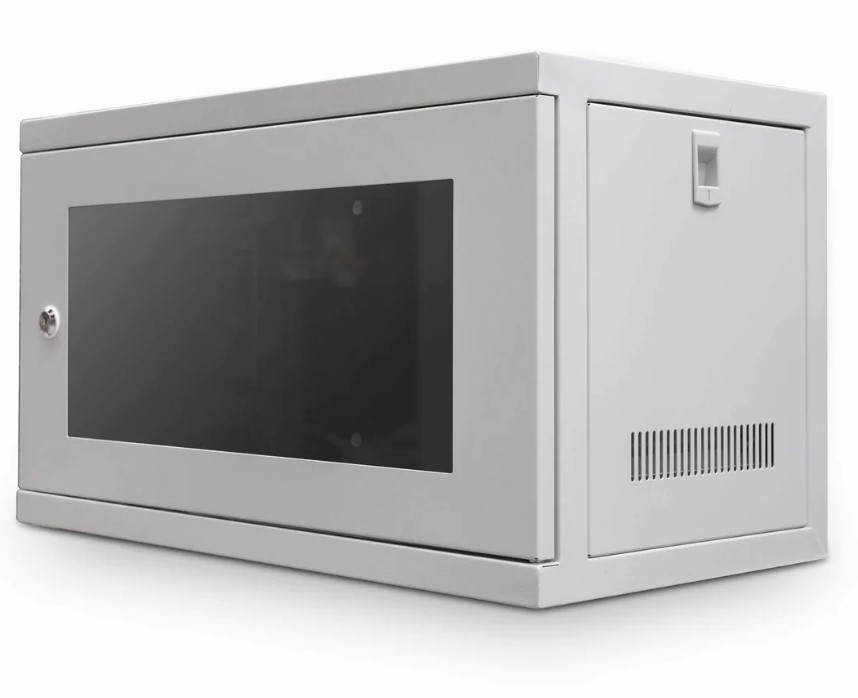 6u 300mm deep EL wall mount network data comms rack cabinet in grey CAB ...